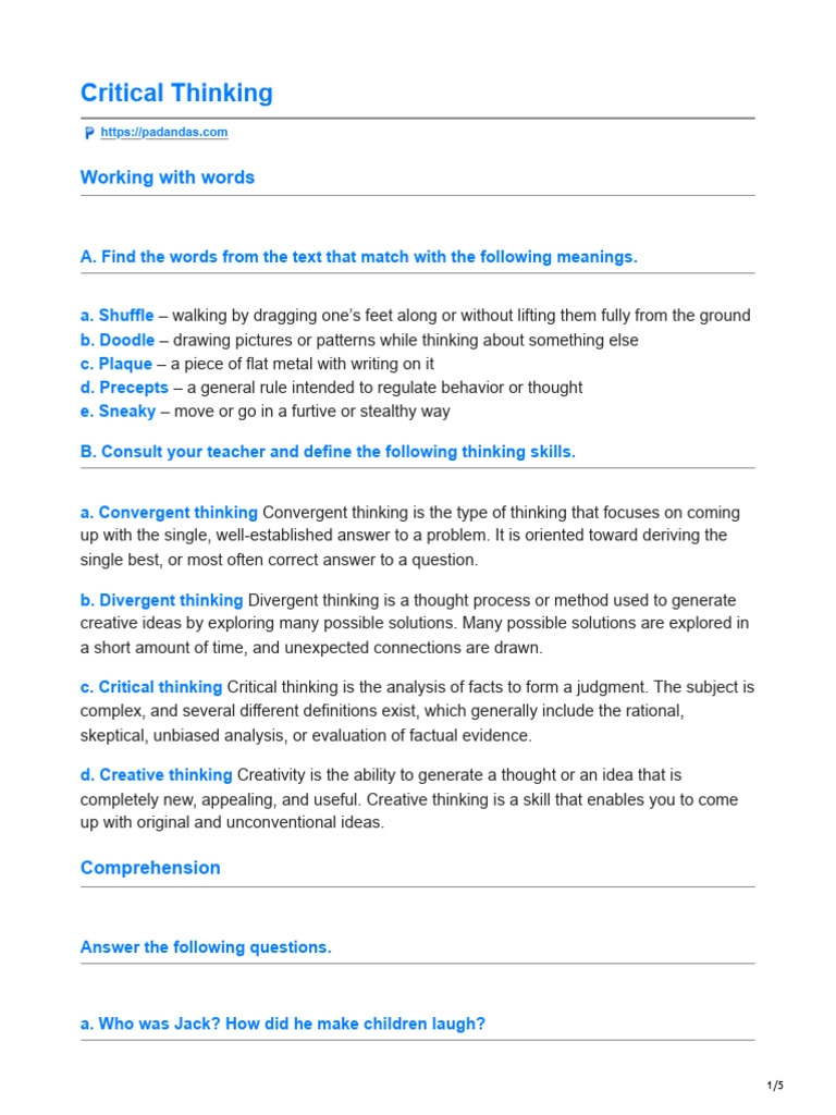 Critical Thinking | PDF