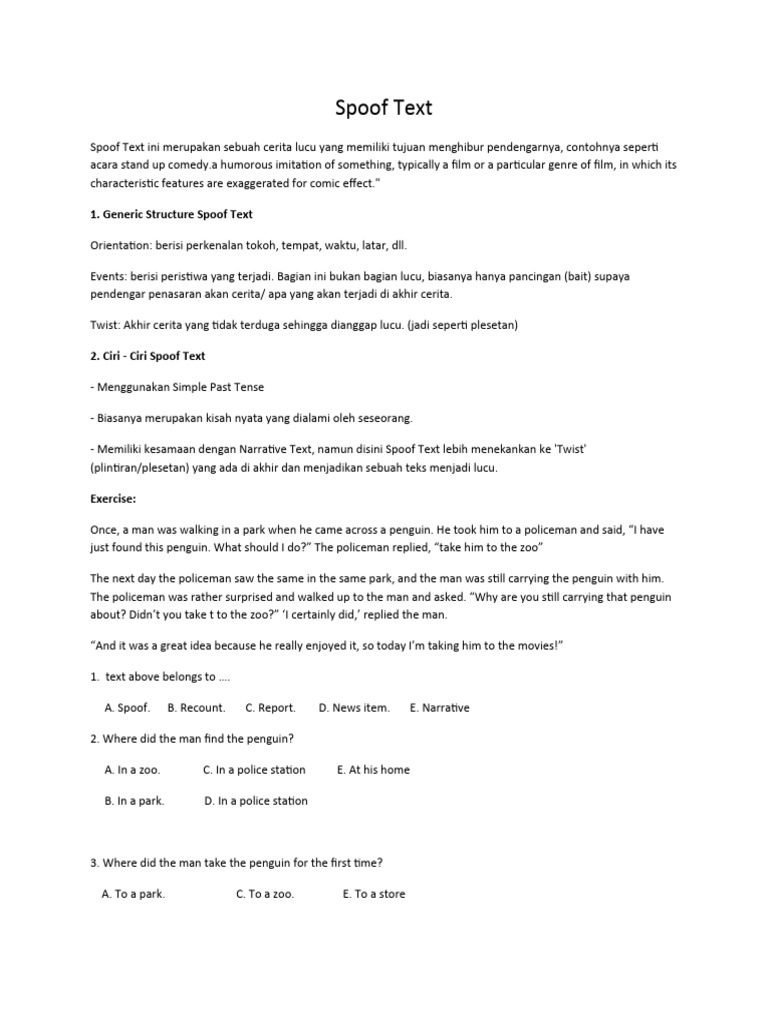 Spoof Text | PDF | Mystery, Thriller & Crime Fiction