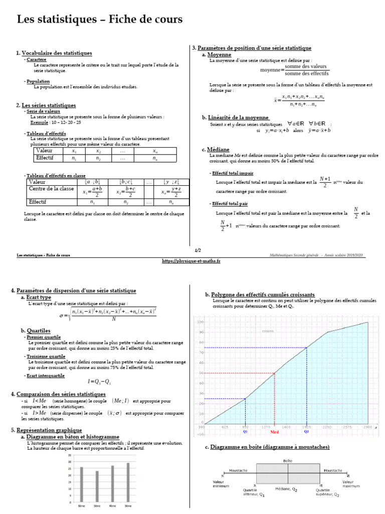 Statistiques Fiche Cours | PDF