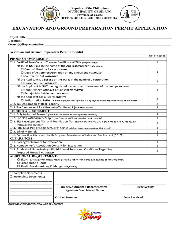 Excavation Permit Application Guide | PDF | Notary Public | Deed