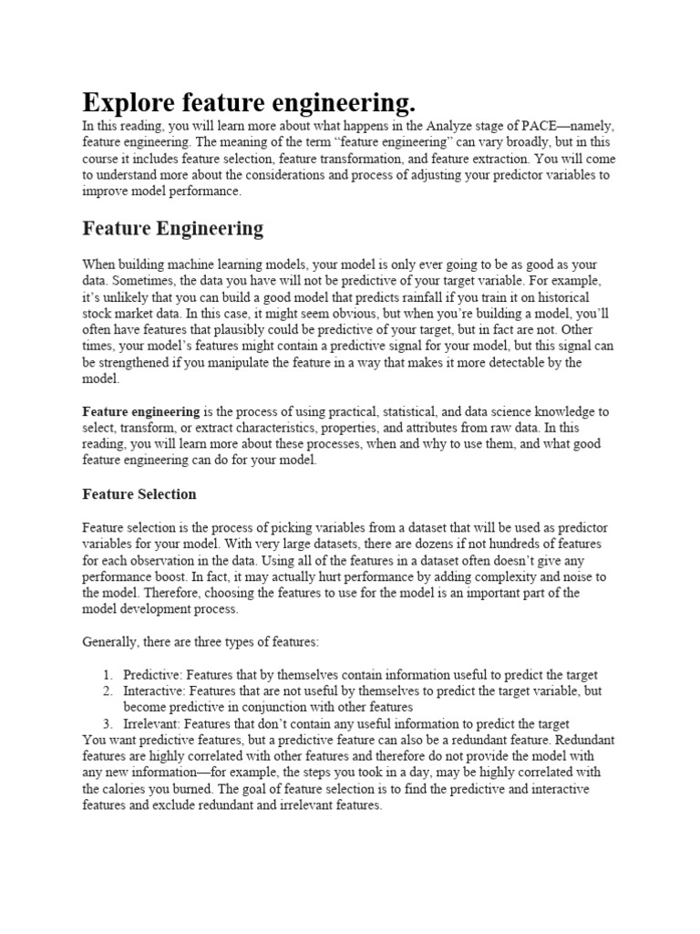 Explore Feature Engineering | PDF