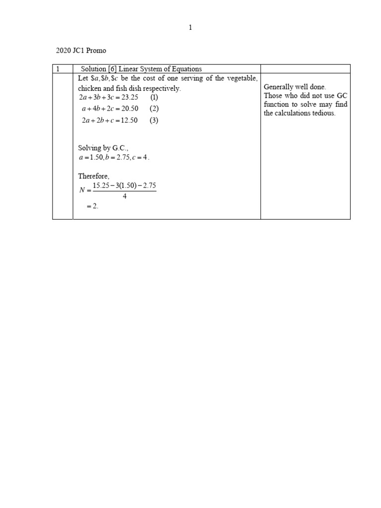 2020 JC1 H2 Math Promo Solutions (Markers Comments For Learning) | PDF