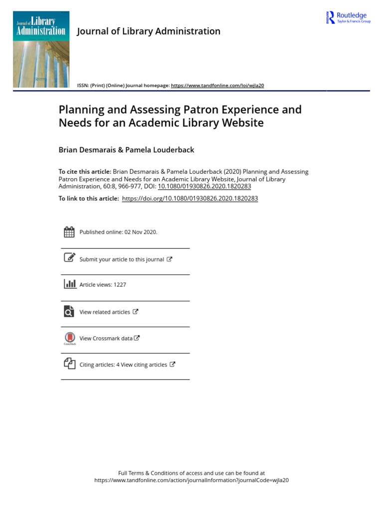 Planning and Assessing Patron Experience and Needs For An Academic ...