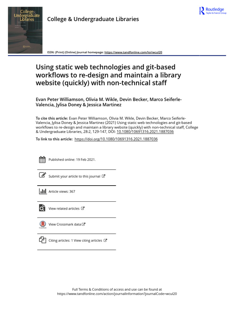 Using Static Web Technologies and Git-Based Workflows To Re-Design and Maintain A Library ...