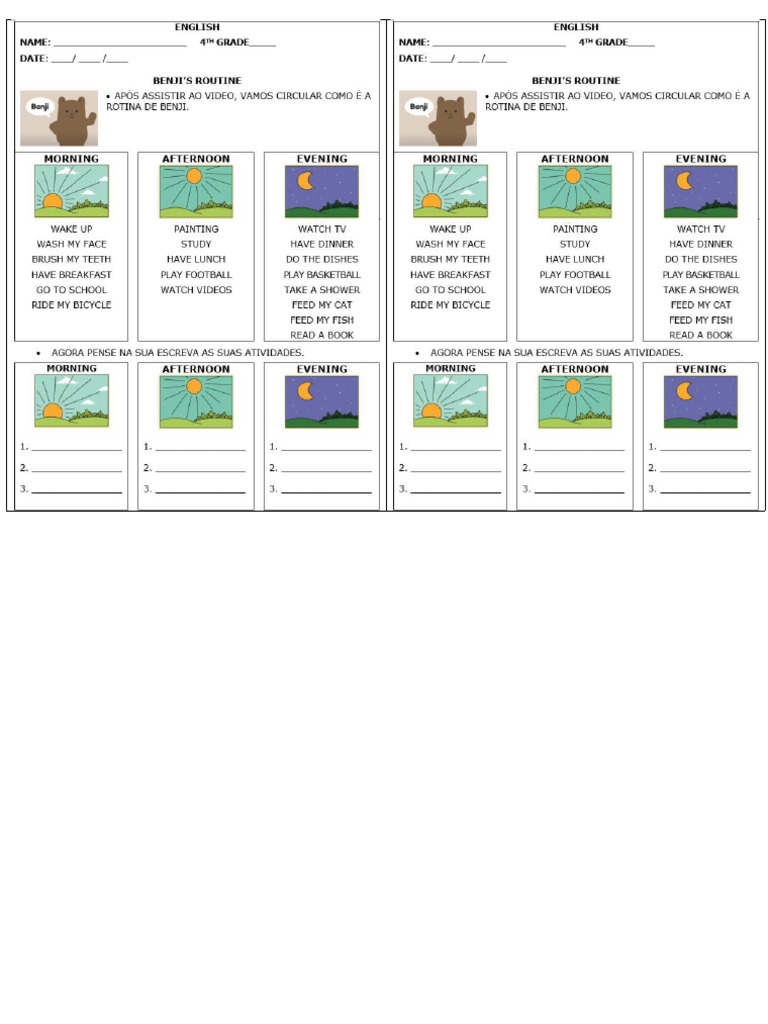 4TH Grade Benjis Routine | PDF