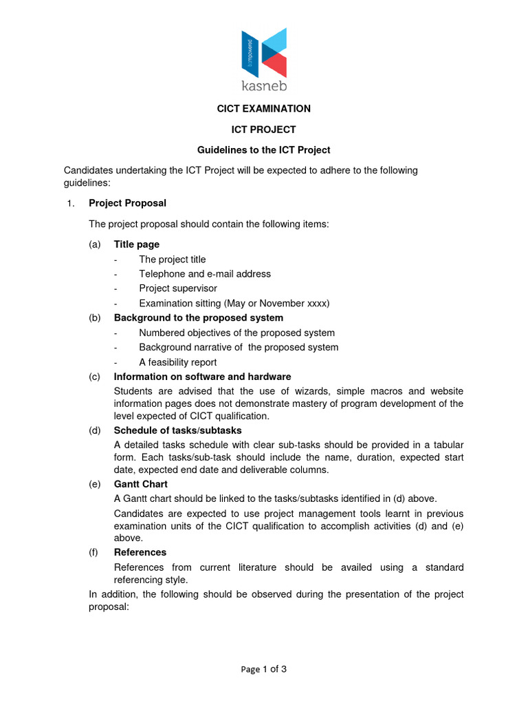 ICT Project Guidelines February 2018 1 | PDF | Computing | Information Science