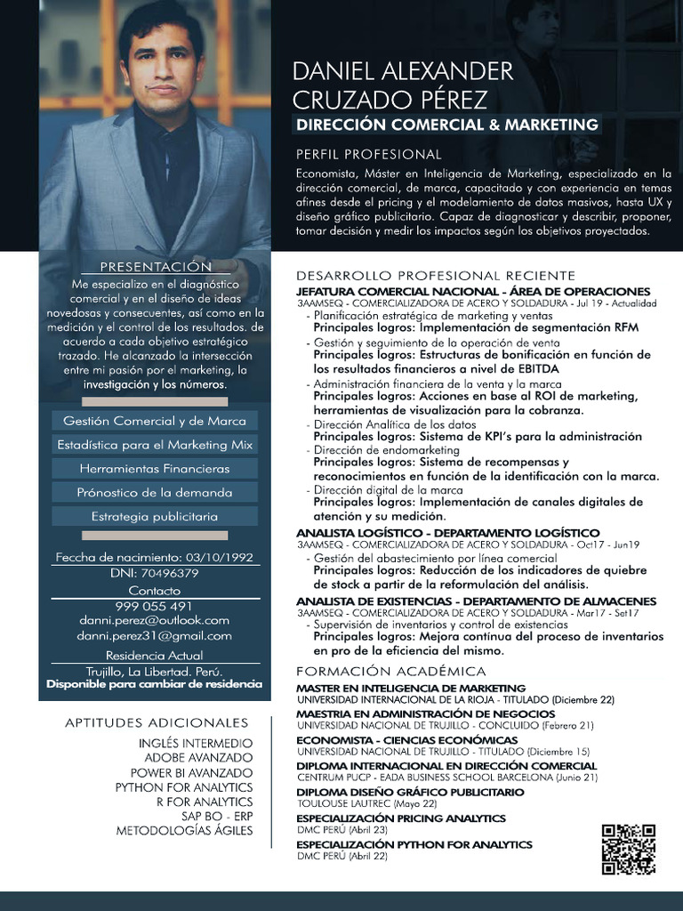 Perfil Profesional de Alexandre Cruzado | PDF