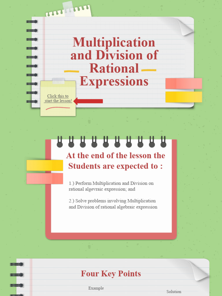 Multiplication and Division of Rational Algebaric Expression | PDF