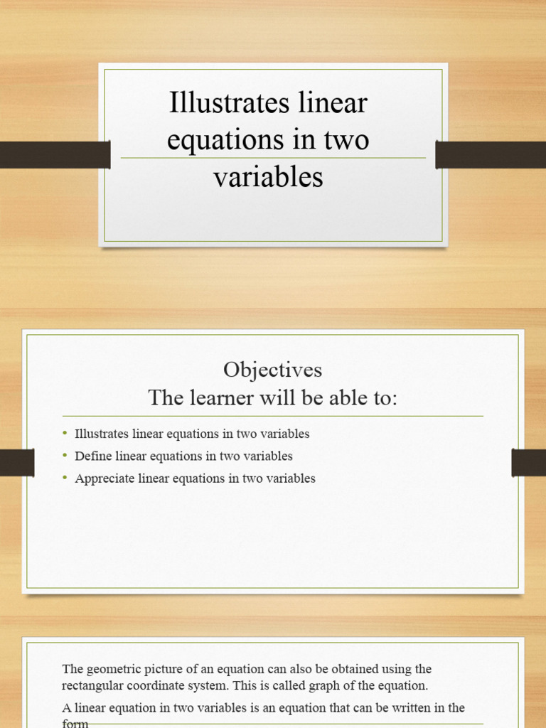 Illustrates Linear Equations in Two Variables | PDF