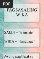 Pagsasaling Wika-Worksheets | PDF