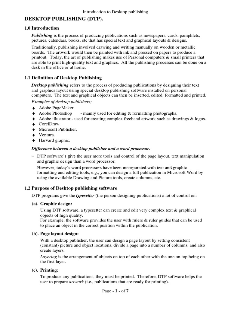 Topic 2 Introduction To DTP | PDF | Page Layout | Graphic Design