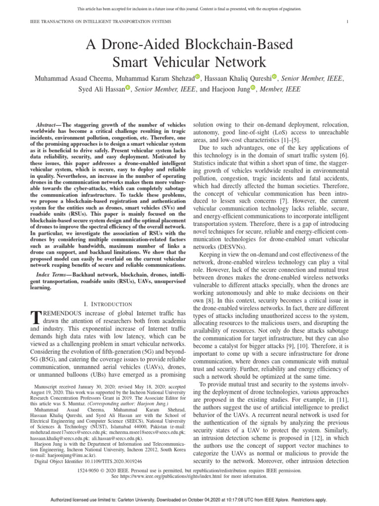 A Drone-Aided Blockchain-Based Smart Vehicular Network | Download Free PDF | Unmanned Aerial ...