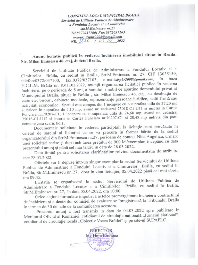 Anunt Licitatie | PDF