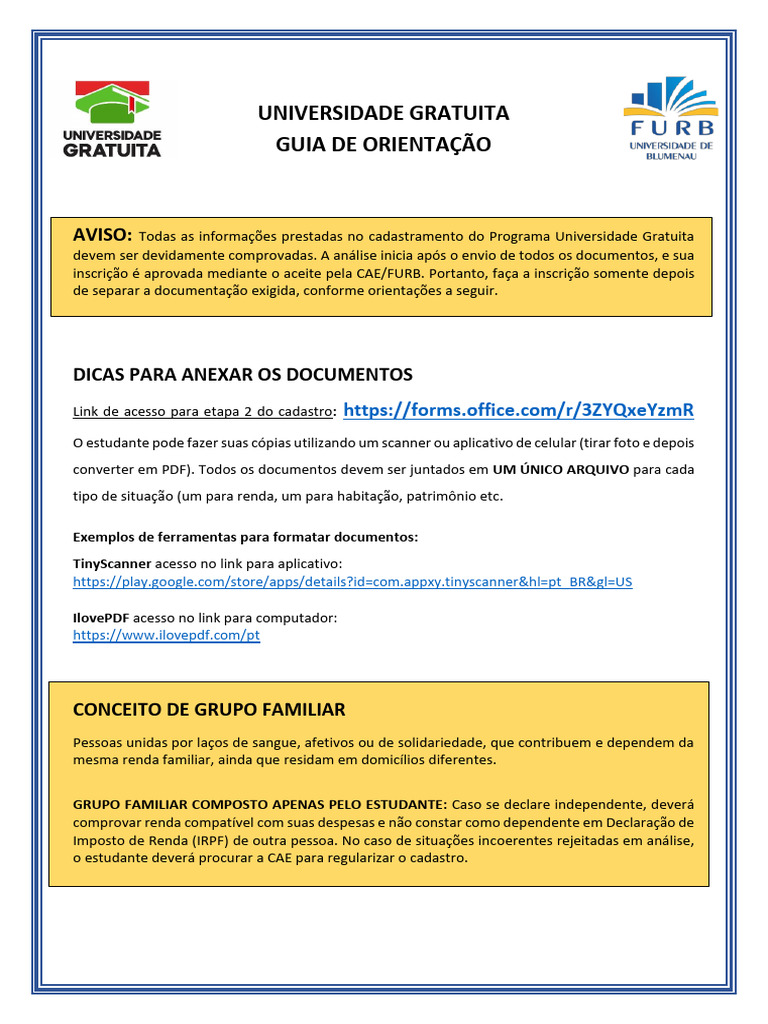 202310021345290.guia de Orientacoes Universidade Gratuita | PDF