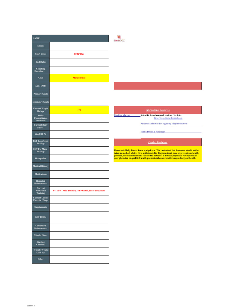 Progress Tracker - Muscle Build | PDF | Aerobic Exercise | Dieting