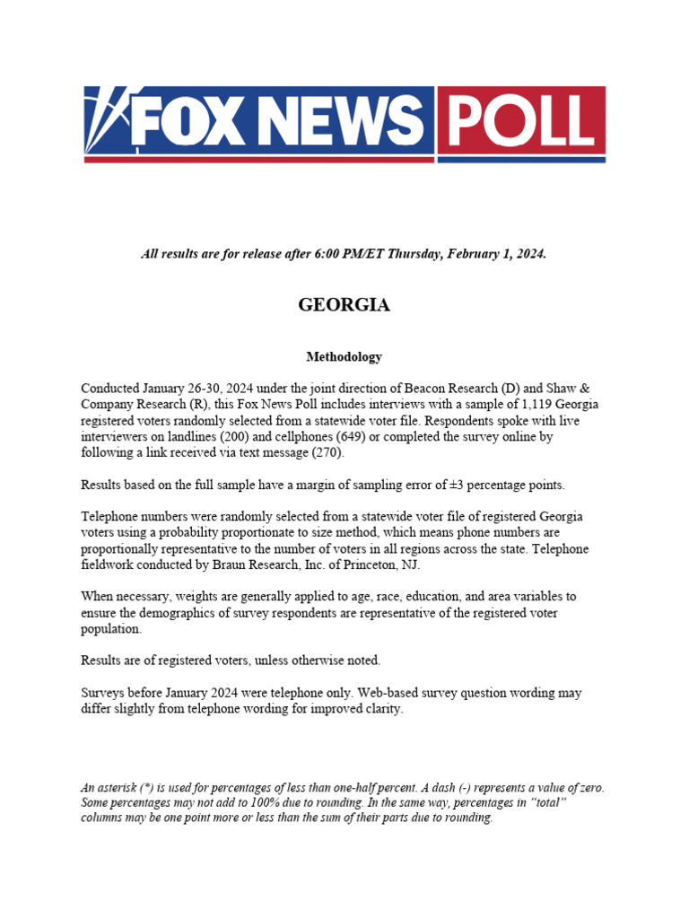 Fox News Poll | Download Free PDF | Sampling (Statistics) | Democratic ...