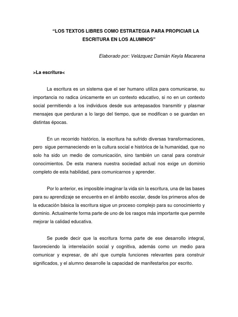 YJMULADPED72 - Los Textos Libres Como Estrategia para Propiciar La ...