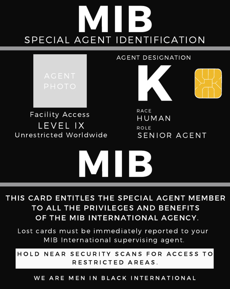 MIB Special Agent ID Card Template | PDF
