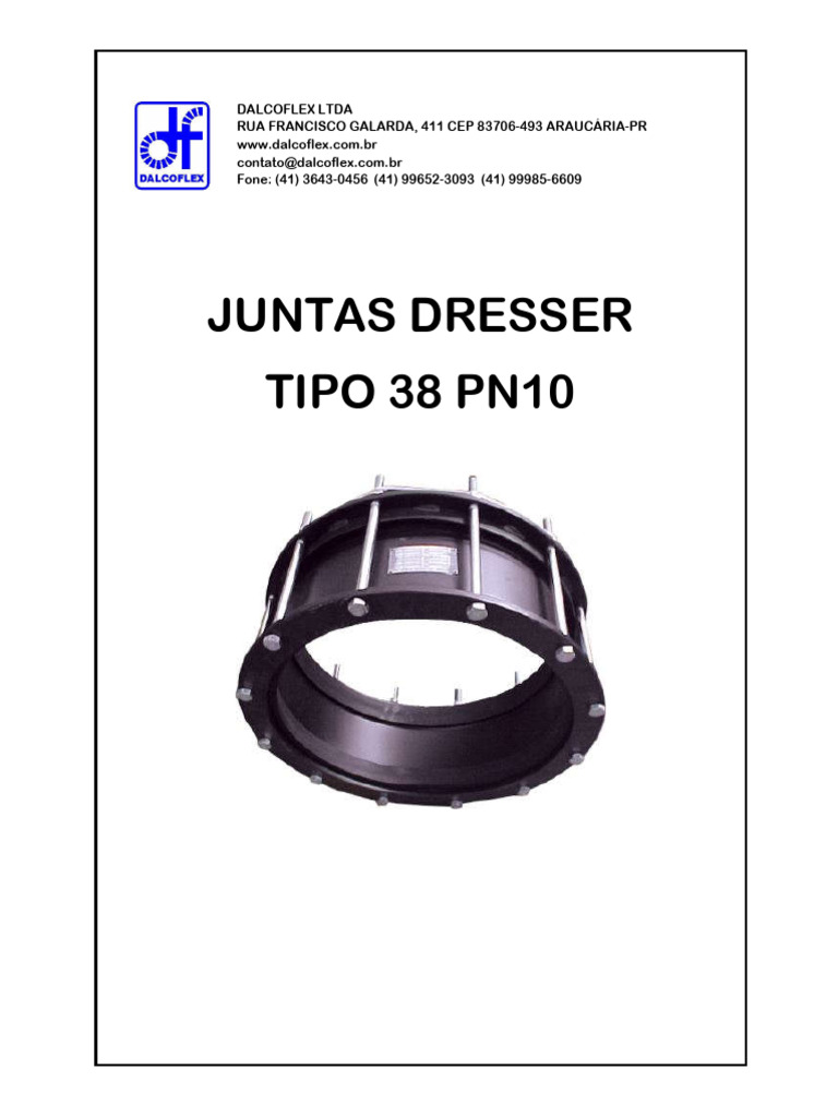 Catálogo Junta Dresser Tipo 38 | PDF | Parafuso | Materiais