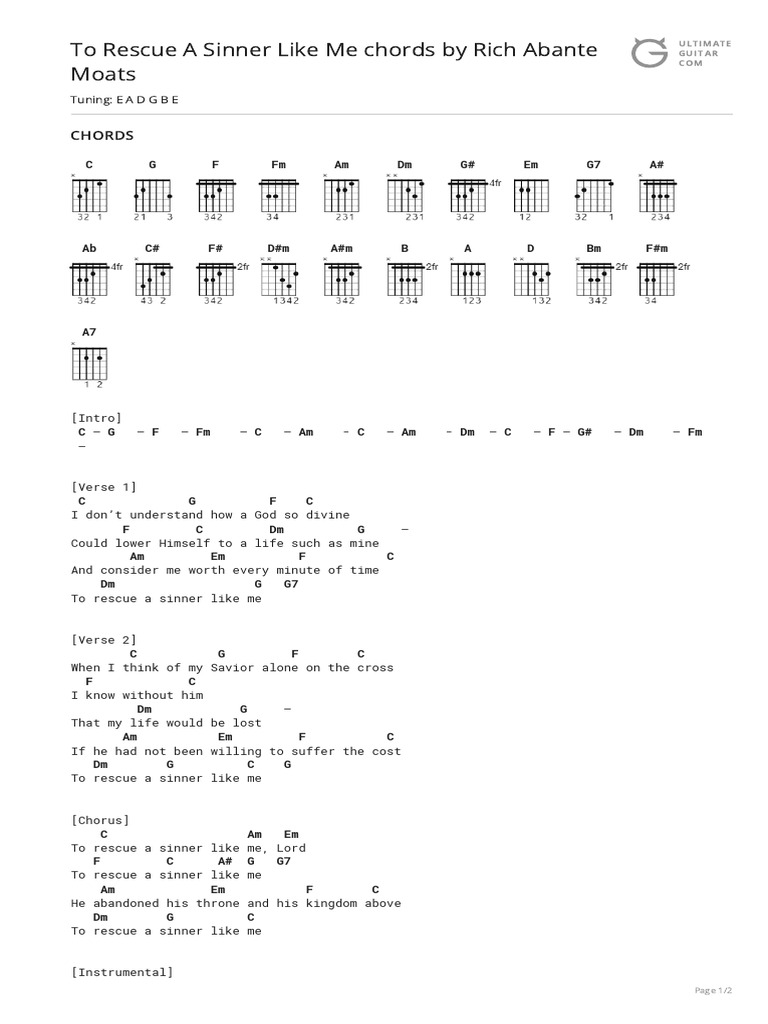To Rescue A Sinner Like Me Chords | PDF