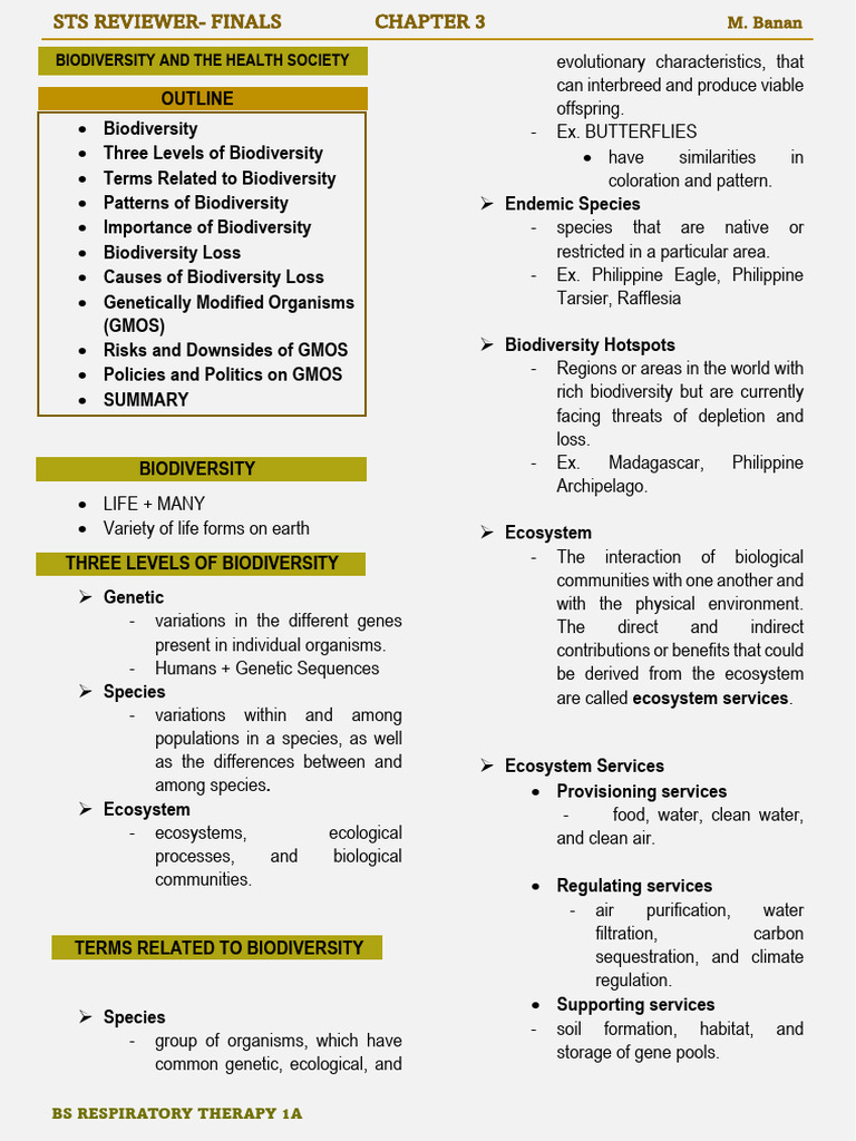 STS-CHAP-3 | PDF | Biodiversity | Genetically Modified Organism