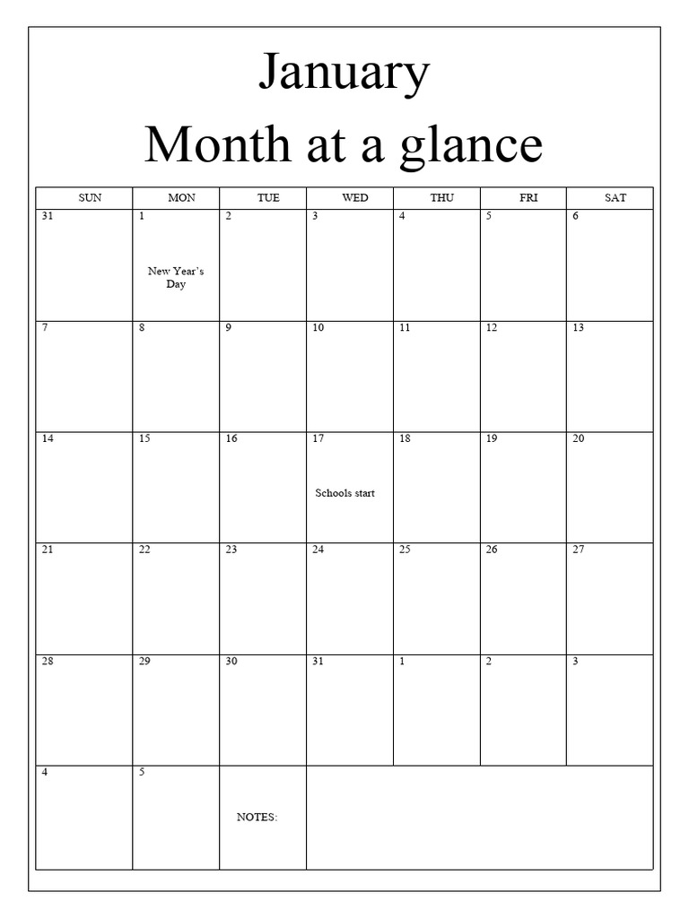 Month at A Glace | PDF
