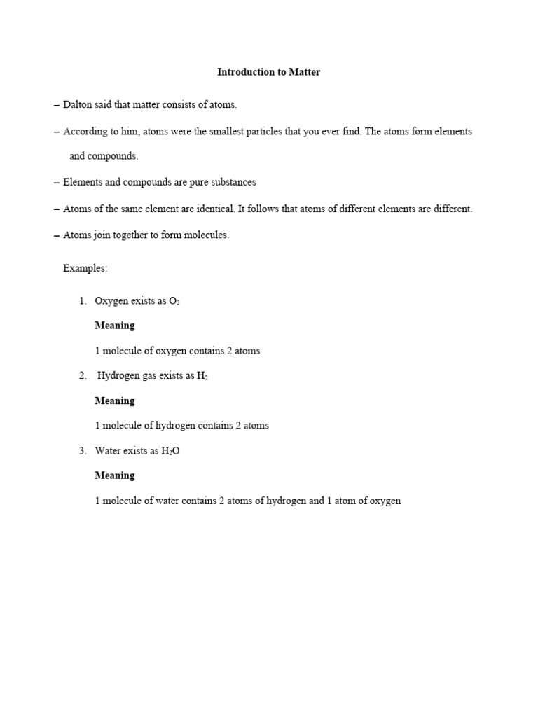 Lesson 1 - Introduction To Matter | PDF