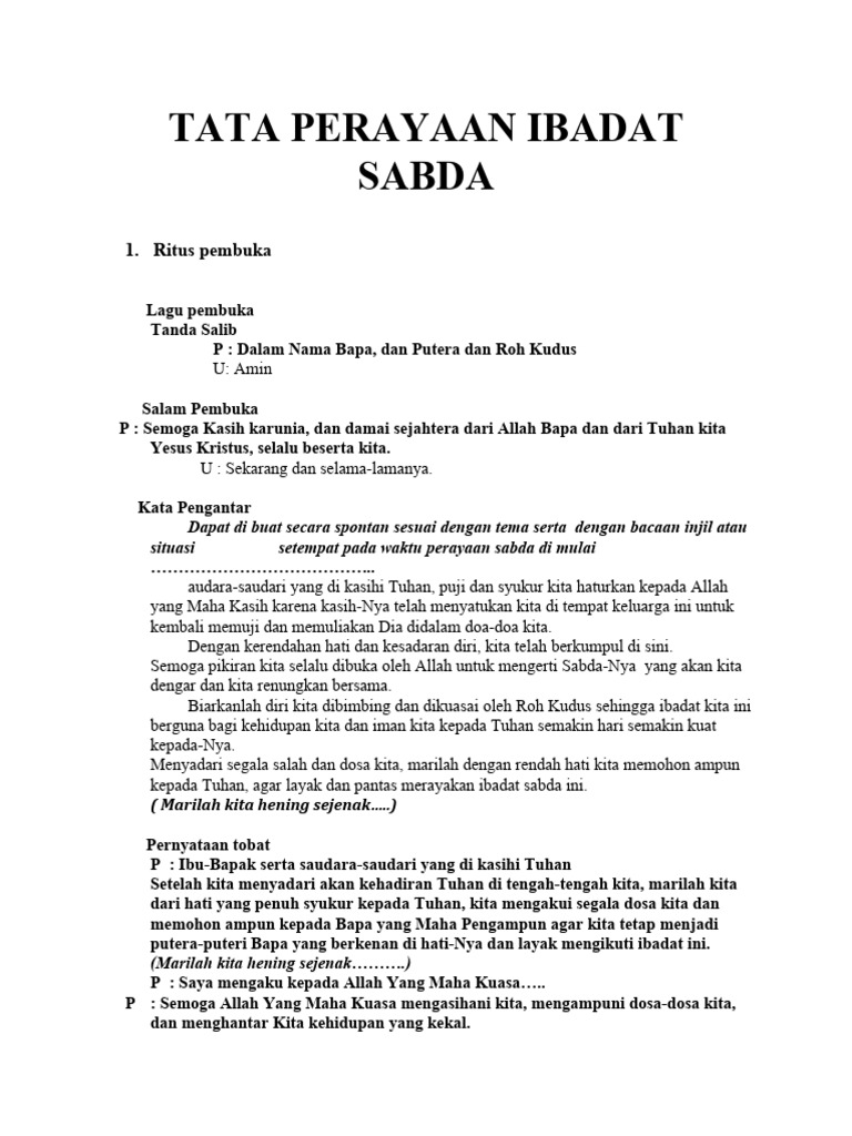 Tata Perayaan Ibadat Sabda | PDF