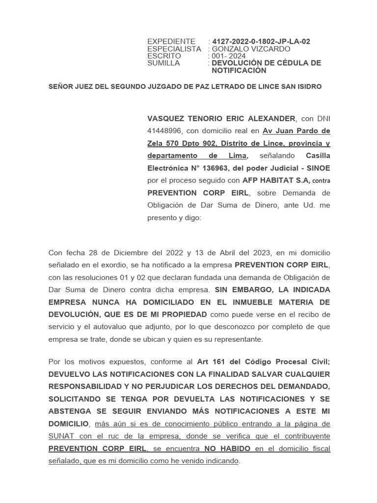 Devolución de Cedulas - Afp Habitat . | PDF | Gobernancia | Ley constitucional