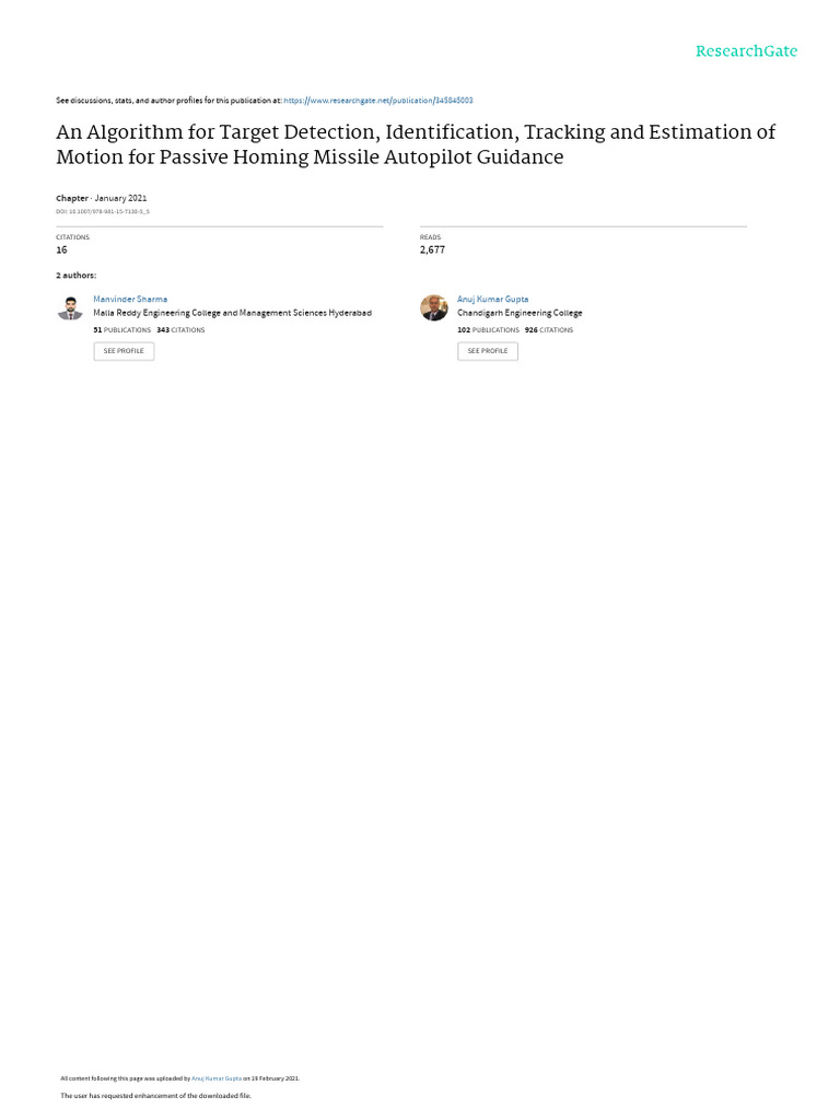 An Algorithm For Target Detection, Identification, Tracking and ...