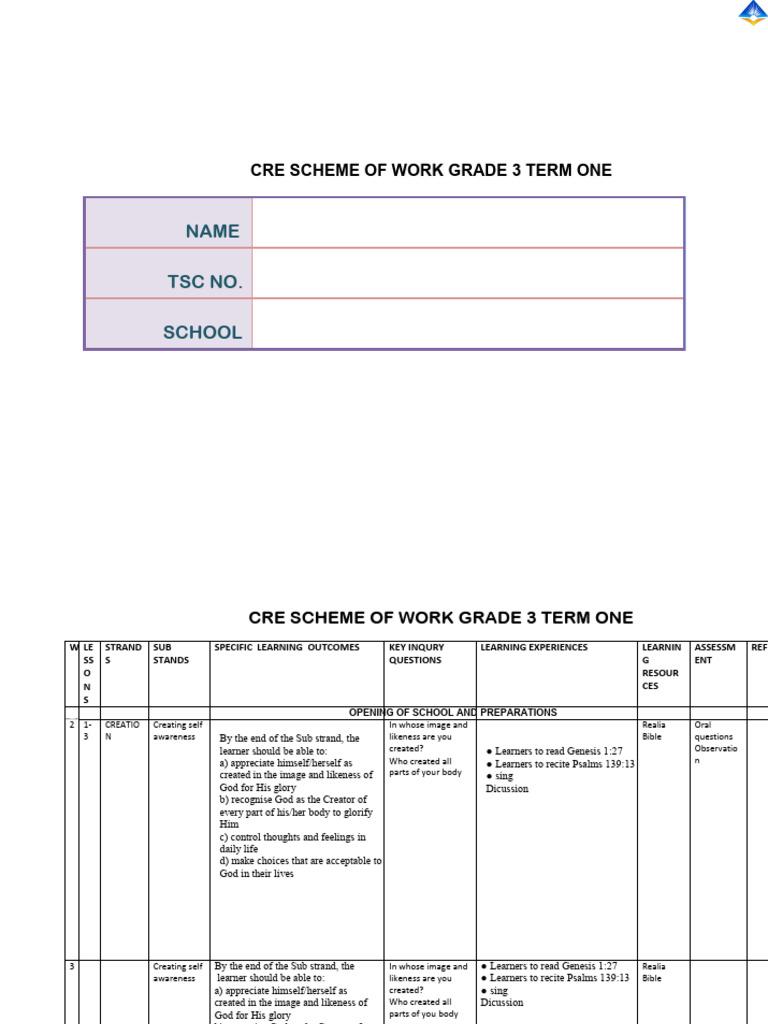 Cre Grade 3 Term 1 | PDF | Bible | Adam And Eve
