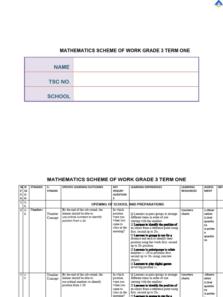 MAT GRADE 3 TERM 1 | PDF