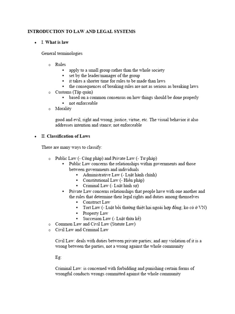 Introduction To Law and Legal Systems | PDF