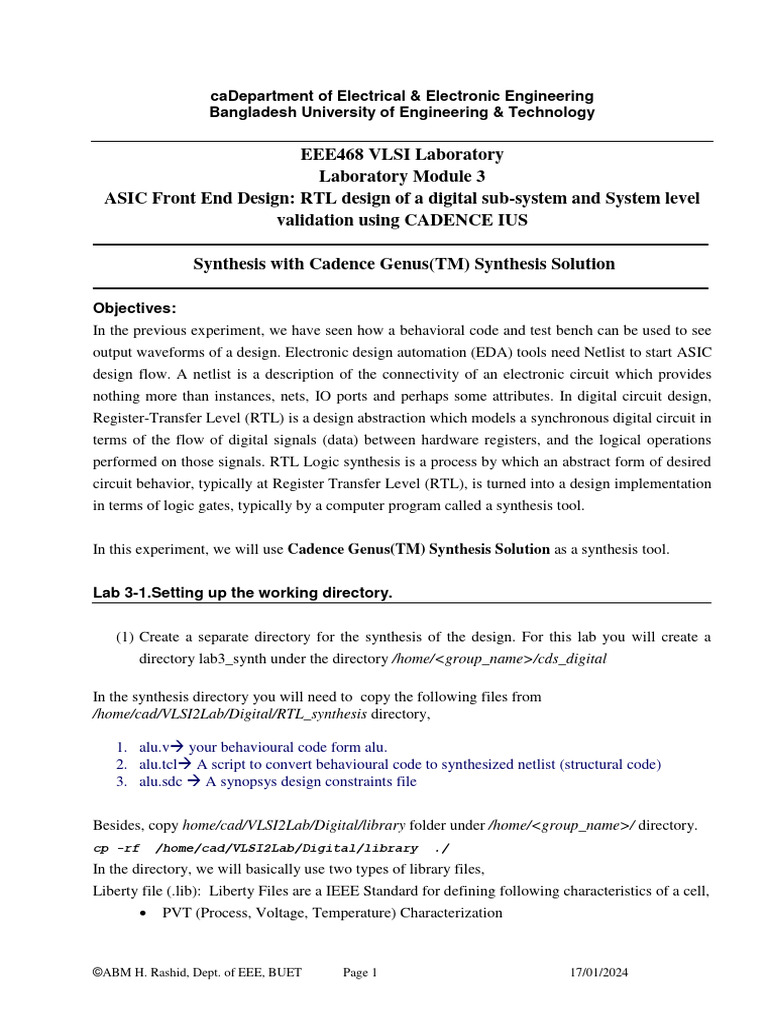 Lab3 Synthesis | PDF
