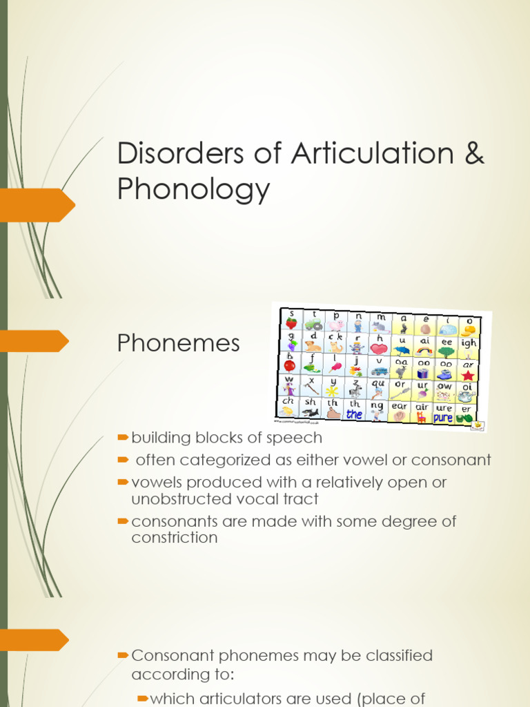 SNE1106 Disorders of Articulation | PDF | Speech | Consonant