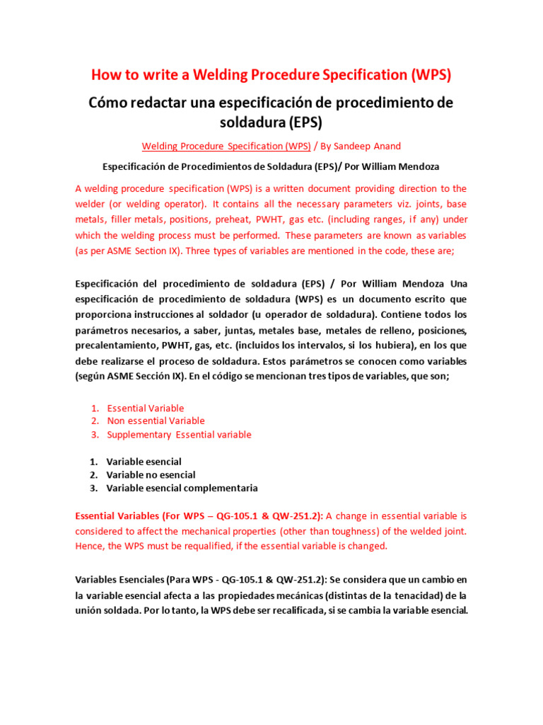 How To Write A Welding Procedure Specification - Docx 2 | PDF