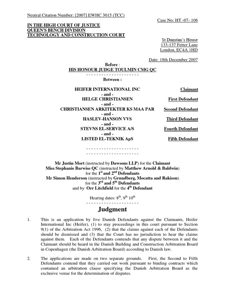 Heifer International Inc V Christiansen | PDF | Arbitration | Business