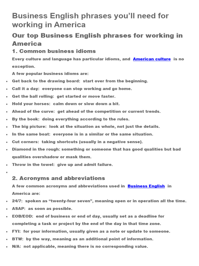 Business English Phrases You | PDF | Translations | Sat