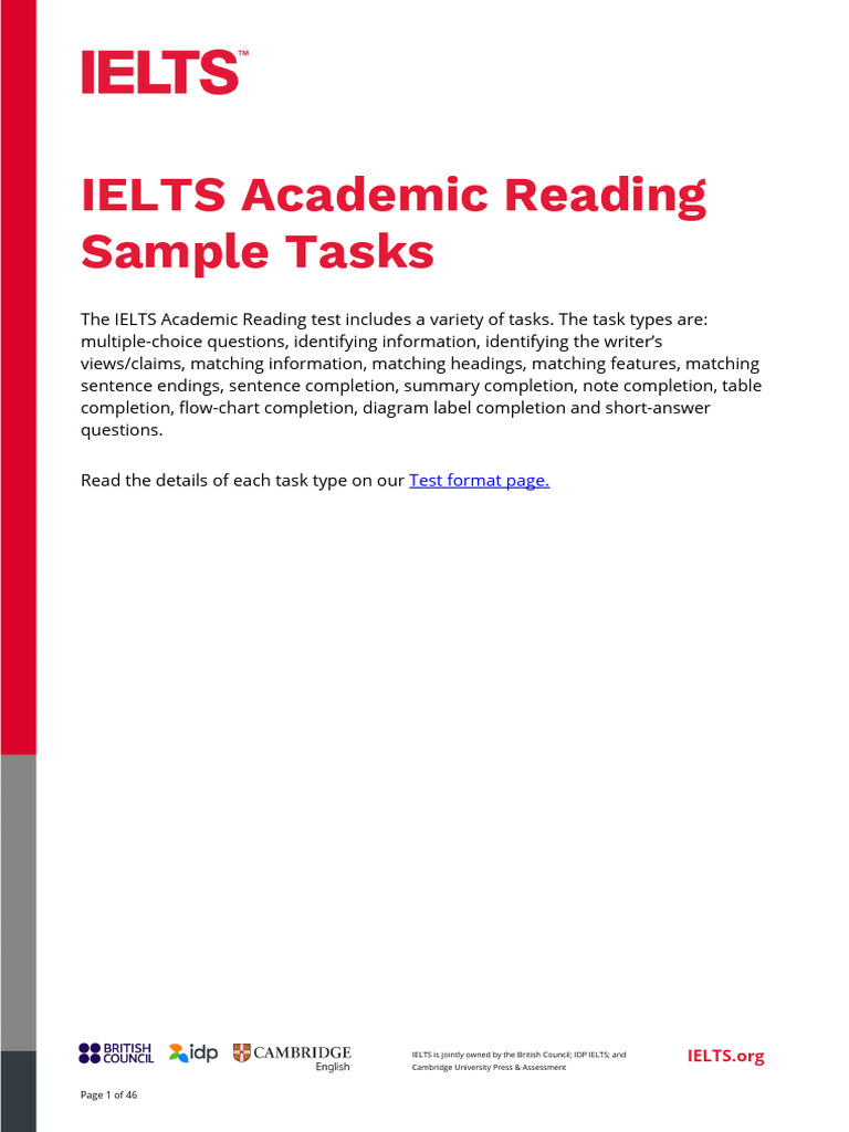 Ielts Academic Reading Sample Tasks 2023 | Download Free PDF | Marie ...