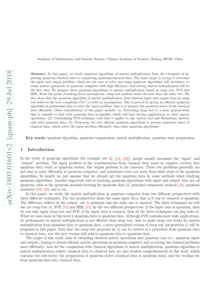 Quantum Algorithms To Matrix Multiplication | PDF | Teaching Methods ... Quantum Algorithms To Matrix Multiplication | PDF | Teaching Methods ...