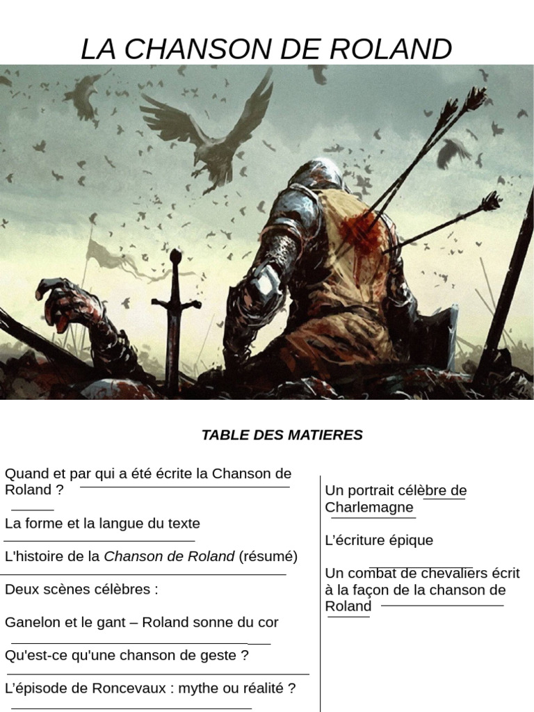 Résumé de la Chanson de Roland | PDF | Poésie | Classiques