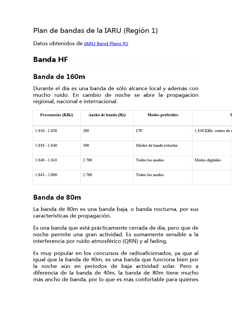 Plan de Bandas Iaru Region 1 | PDF