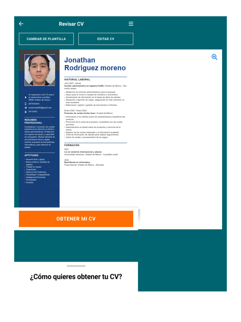 CV de Jonathan Rodríguez Moreno | PDF | México | Informática