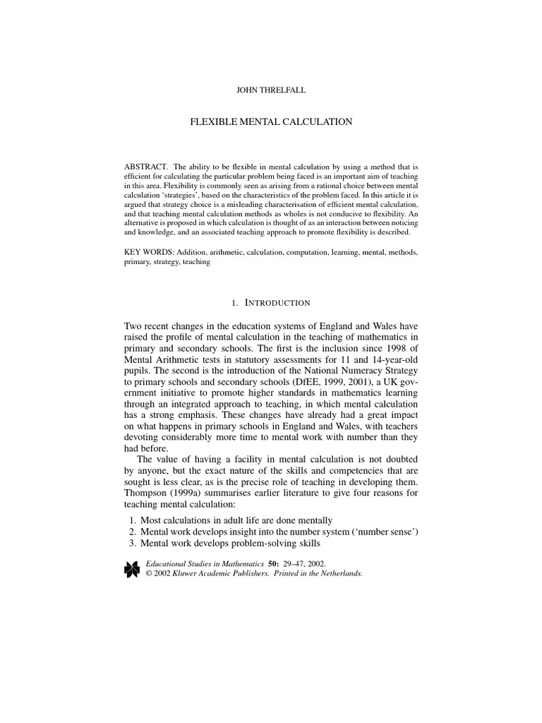 Educational Studies in Mathematics 50: 29-47, 2002 | PDF | Knowledge ...