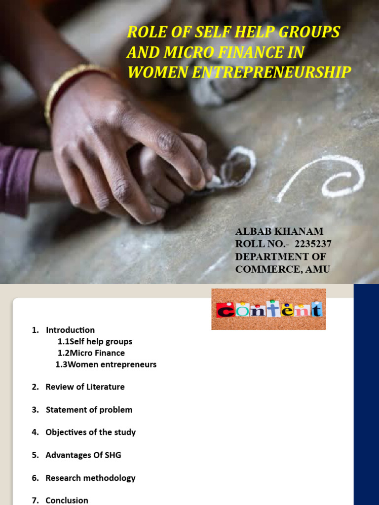 Role of Self Help Groups and Micro Finance in Women Entrepreneurship ...