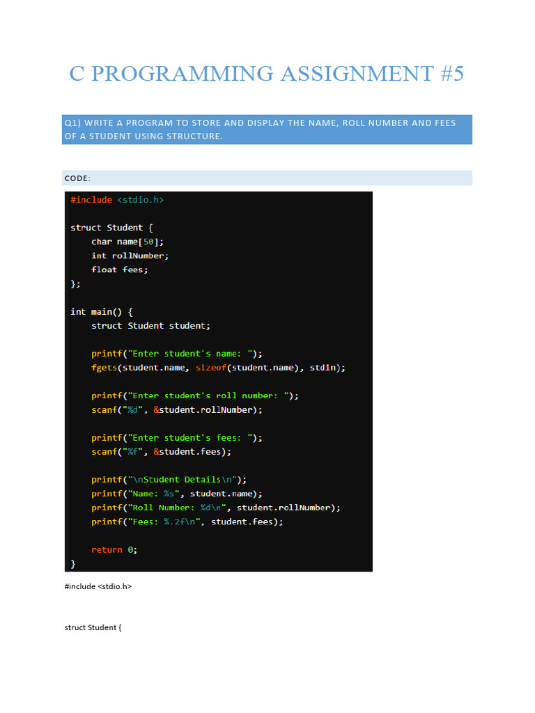 C Programming Assignment 5 | PDF