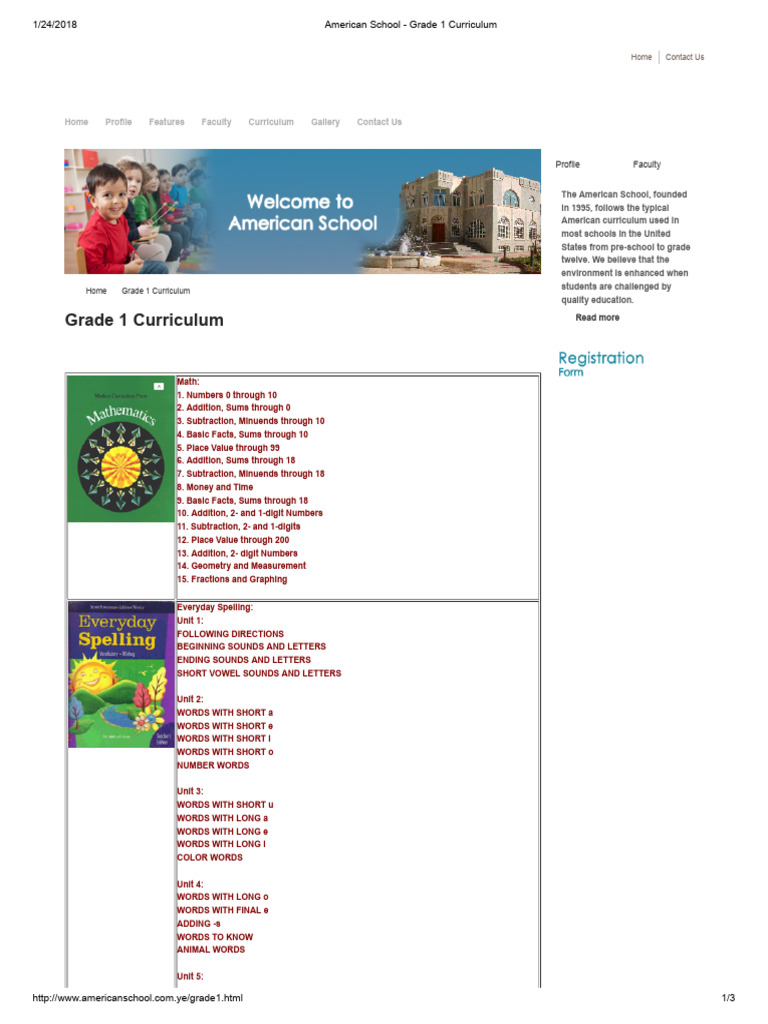 American School Grade 1 Curriculum | PDF | Computer Keyboard | Science