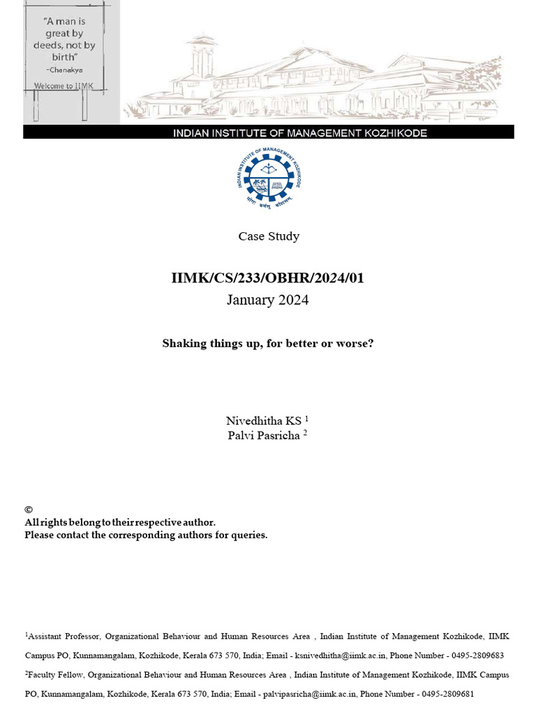 Iimkcs 233 Obhr 202401 | PDF | Career & Growth | Business