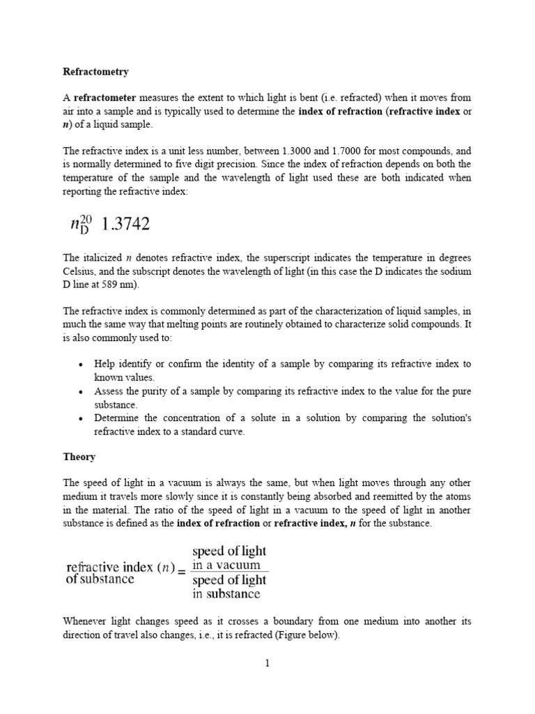 CHM 312 Second Note-1 | PDF | Refractive Index | Refraction