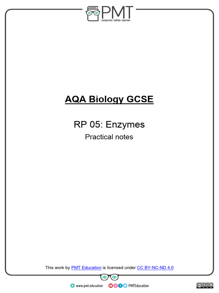 AQA GCSE Biology: Enzyme pH Practical | PDF | Ph | Enzyme